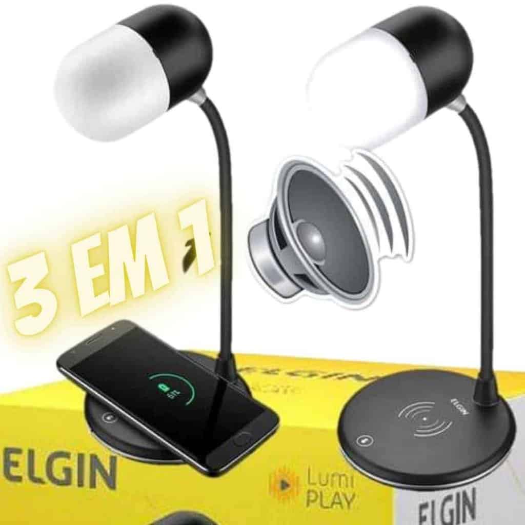 Luminária de Mesa de LED Elgin 3 Intensidades - Bluetooth Carregador ... Luminária de Mesa de LED Elgin 3 Intensidades - Bluetooth Carregador ...