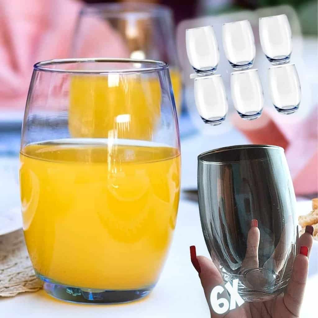 6 Copo Vidro Bellagio Redondo 450ml Grande Mesa Transparente - Promotop