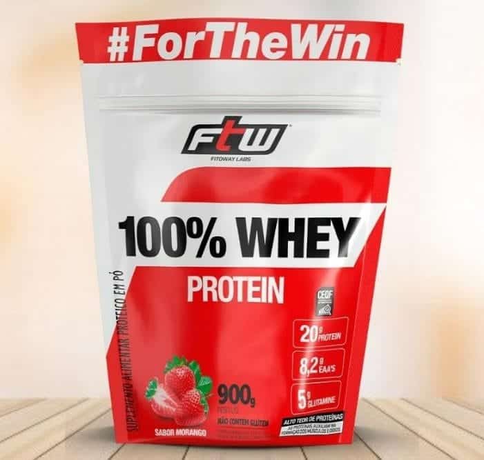 Fitoway FTW 100% WHEY REFIL 900g - SABOR MORANGO, Multicolorido.