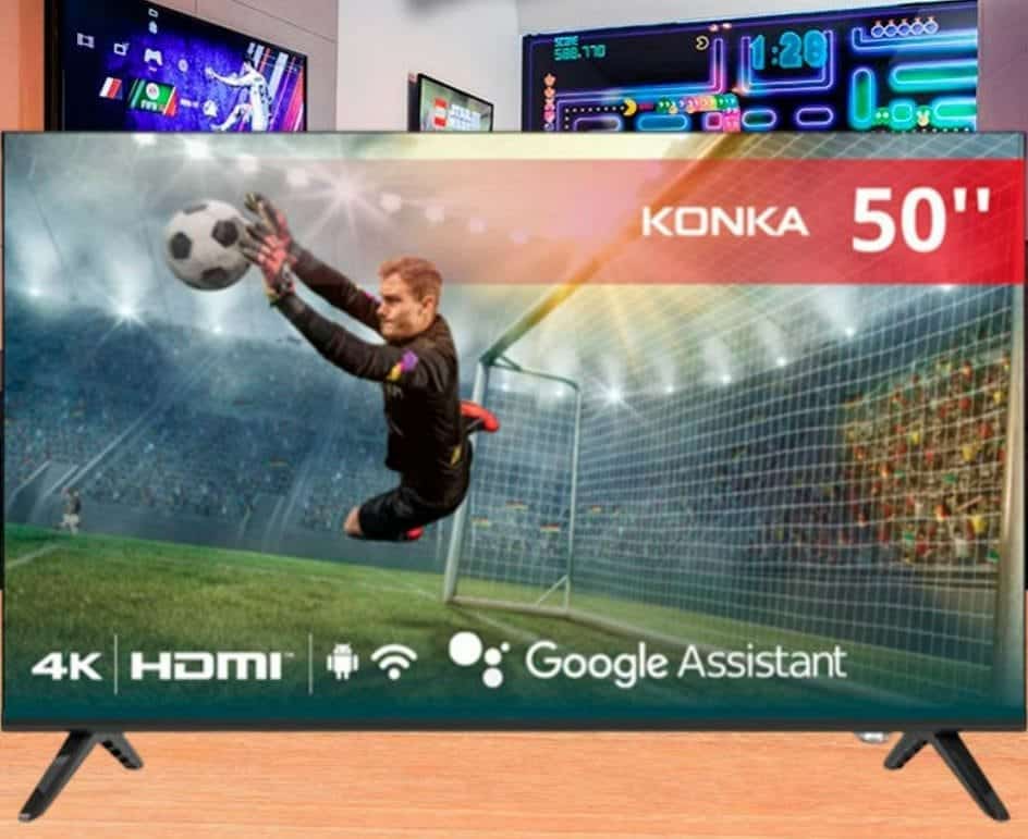 Smart TV Konka LED 50" UHD 4K, Design sem bordas, comando por voz e Android TV com Bluetooth ...