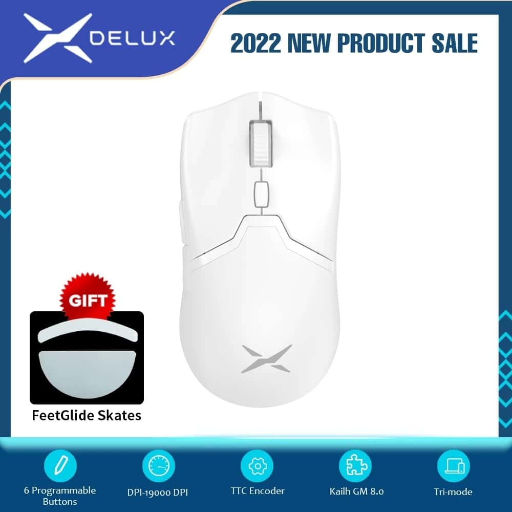 MOUSE DELUX M800 PRO BRANCO SEM FIO 16000DPI RGB - Promotop