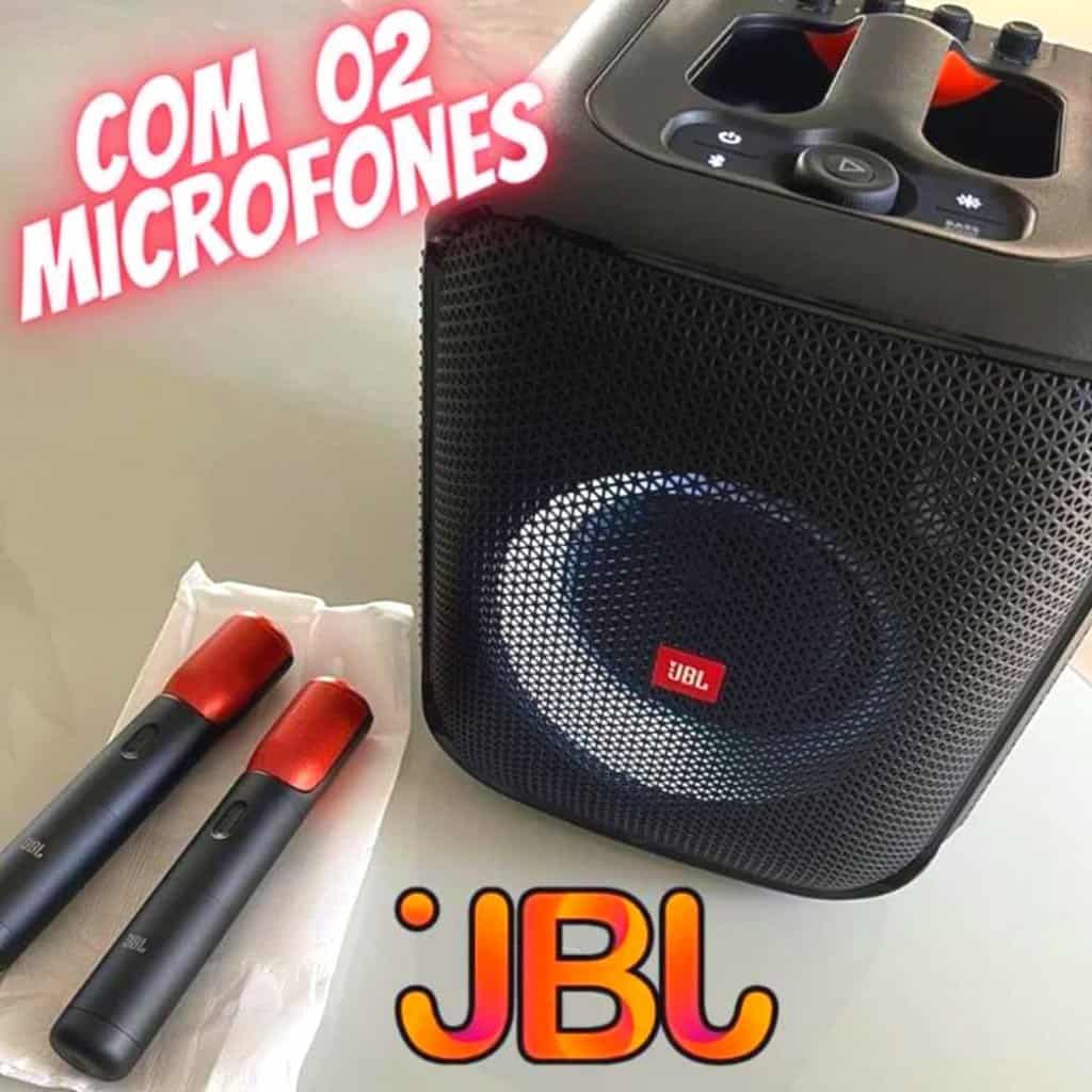 Caixa de Som com 2 Microfones Sem Fio JBL Partybox Encore 2, Light Show, Bluetooth, USB, 100W ...
