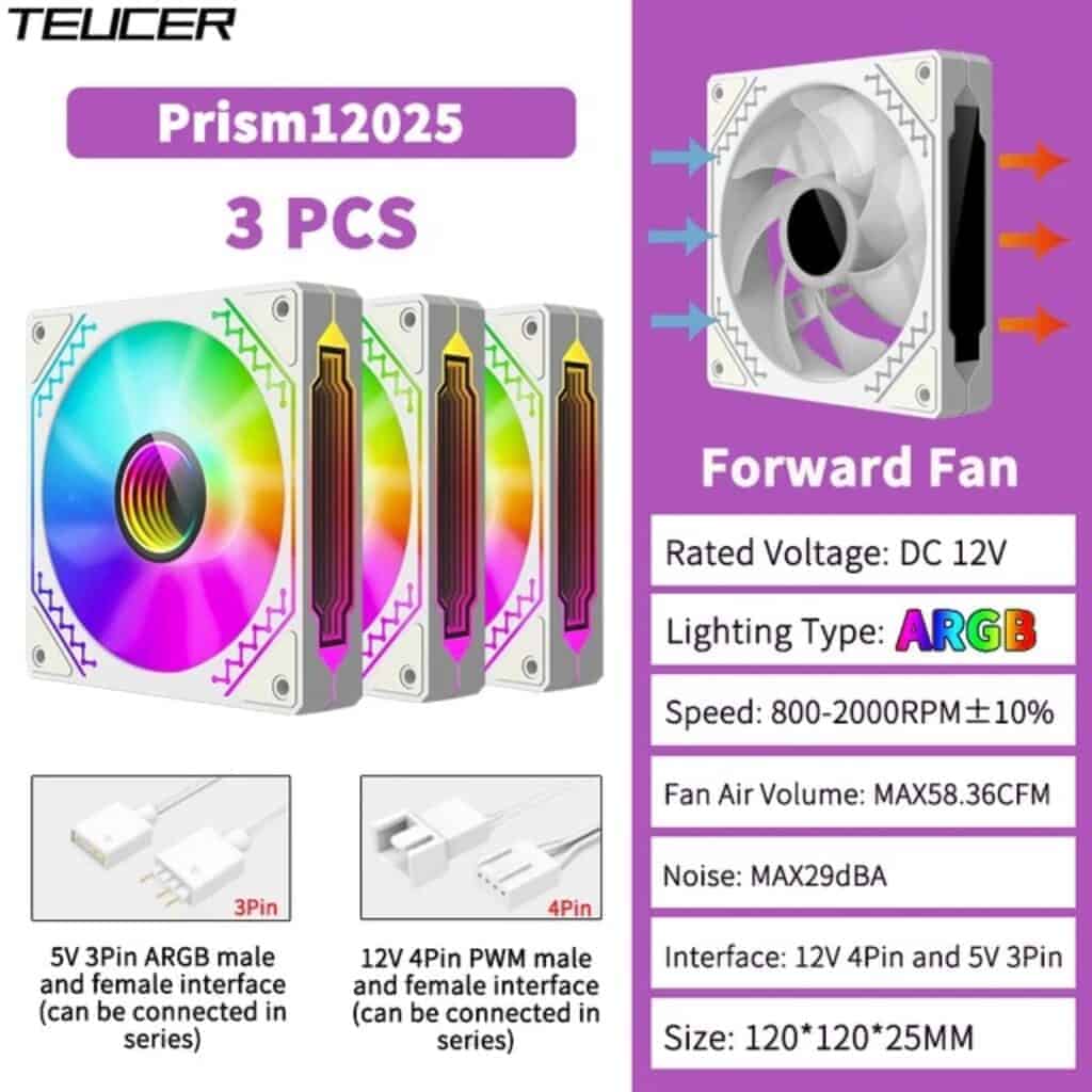 Kit 9x Fans Teucer Prism ARGB White - Promotop