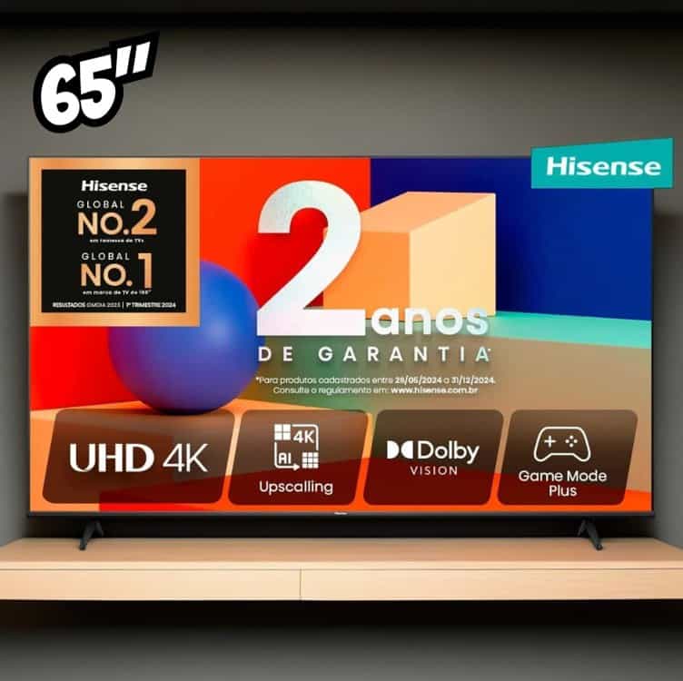 Hisense Smart TV UHD 4K 65 Polegadas 65A6K HDR10+ Dolby Vision Controle ...