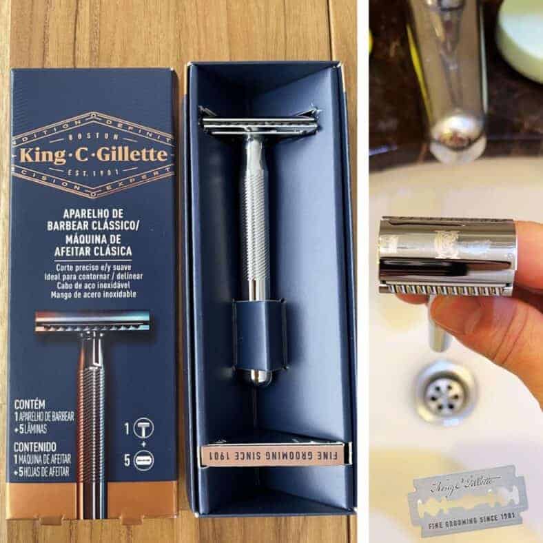 KING C. GILLETTE, Aparelho de Barbear Clássico + 5 Lâminas de barbear ...