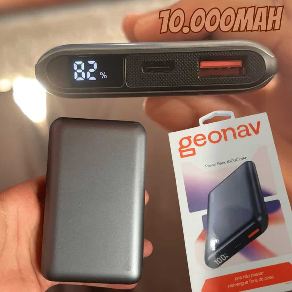 Geonav Power Bank, Carregador Portátil Universal 10.000mAh, USB-A (até 18W) + USB-C (até 20W ...