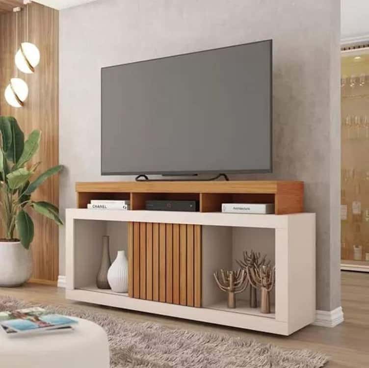 Bancada Rack Para TV até 55 Polegadas Marrom Frost Caemmun - Promotop