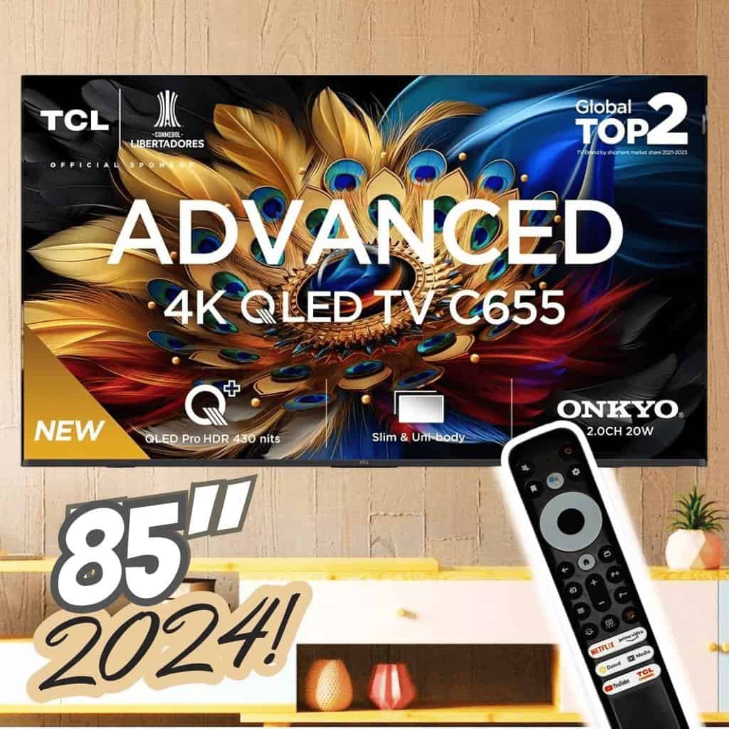 TCL Smart TV Advanced 4K QLED PRO 85C655 Google Tv Dolby Chumbo - Promotop