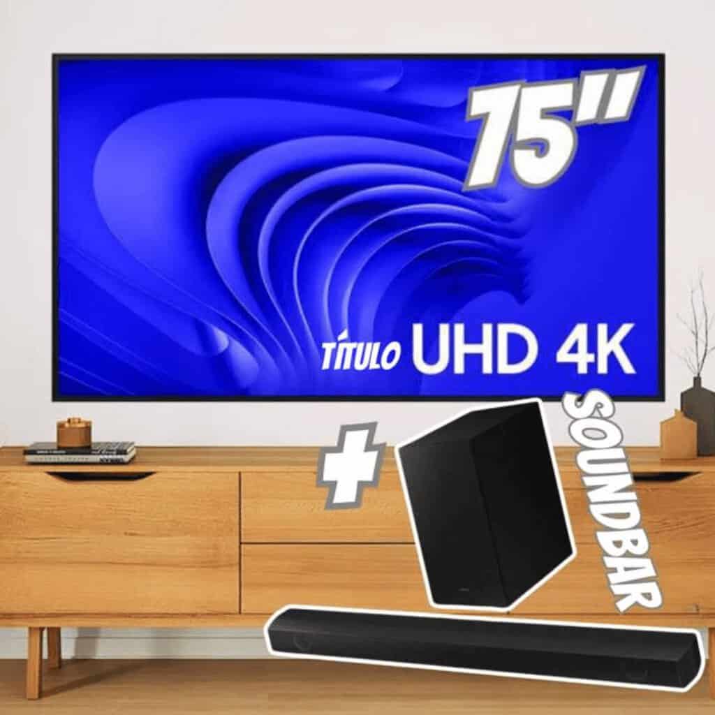 Smart Big TV 75″ Crystal UHD 4K 75DU8000 2024 + Soundbar HW-B550/ZD – Samsung - Promotop