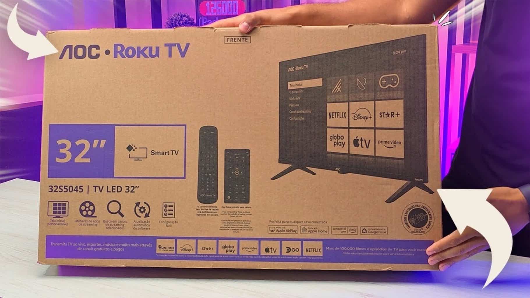 Smart TV AOC 32S50 com Roku TV: Unboxing, Primeiras Impressões e Review ...
