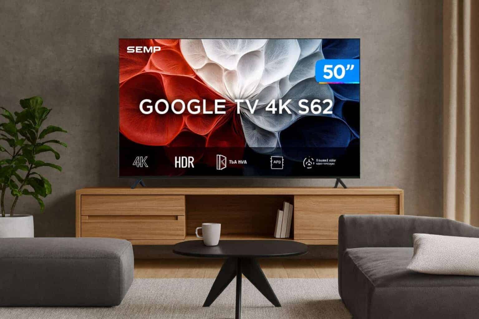 Smart TV 50" SEMP 4K UHD LED 50S62 Google TV AiPQ Google Assistente 3 ...