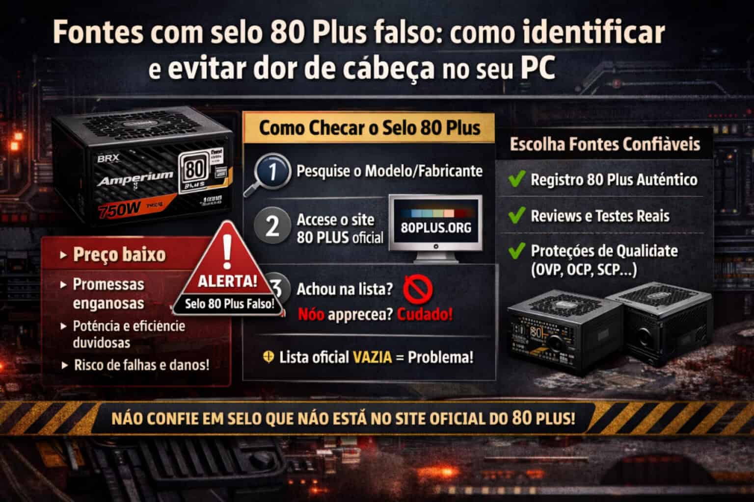 Fontes com selo 80 Plus falso: como identificar e evitar dor de cabeça ...