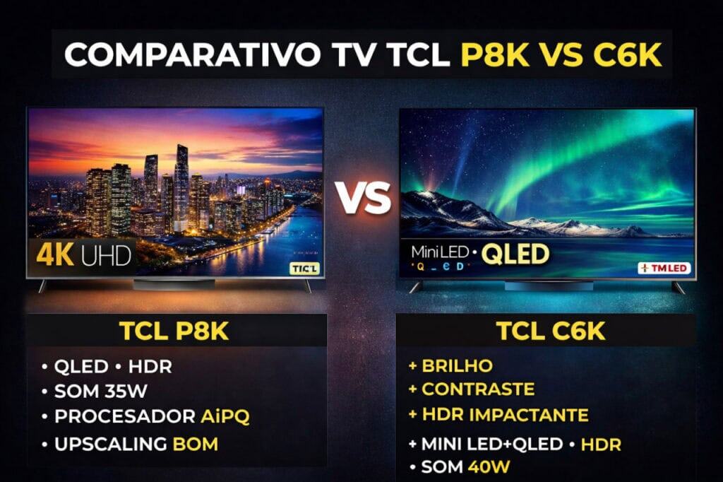 TCL P8K vs TCL C6K: Qual TV Vale Mais a Pena em 2026?